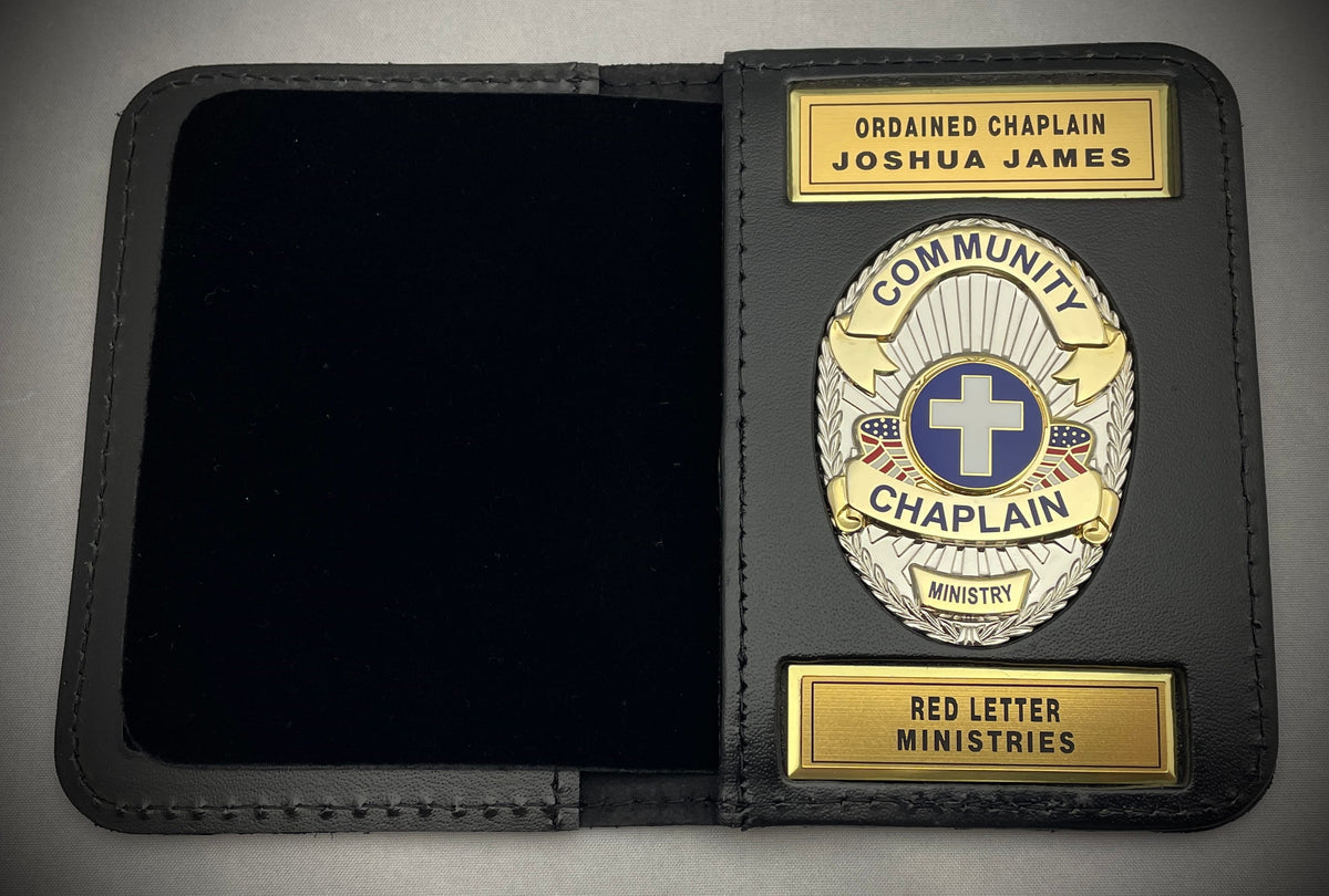 Community Chaplain Badge and 2 Nameplates leather ID holder | Chaplain ...