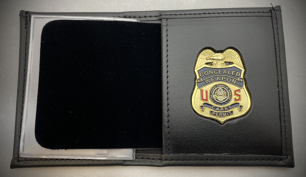 Concealed Weapon Badge with bifold wallet with single ID | Chaplain Badge