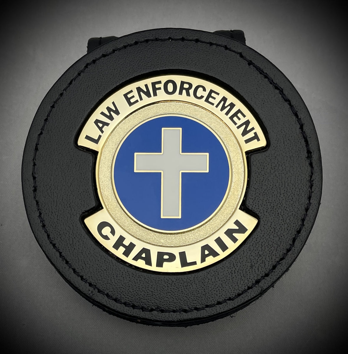 Chaplain Law Enforcement Emblem with Leather Belt Clip Holder ...