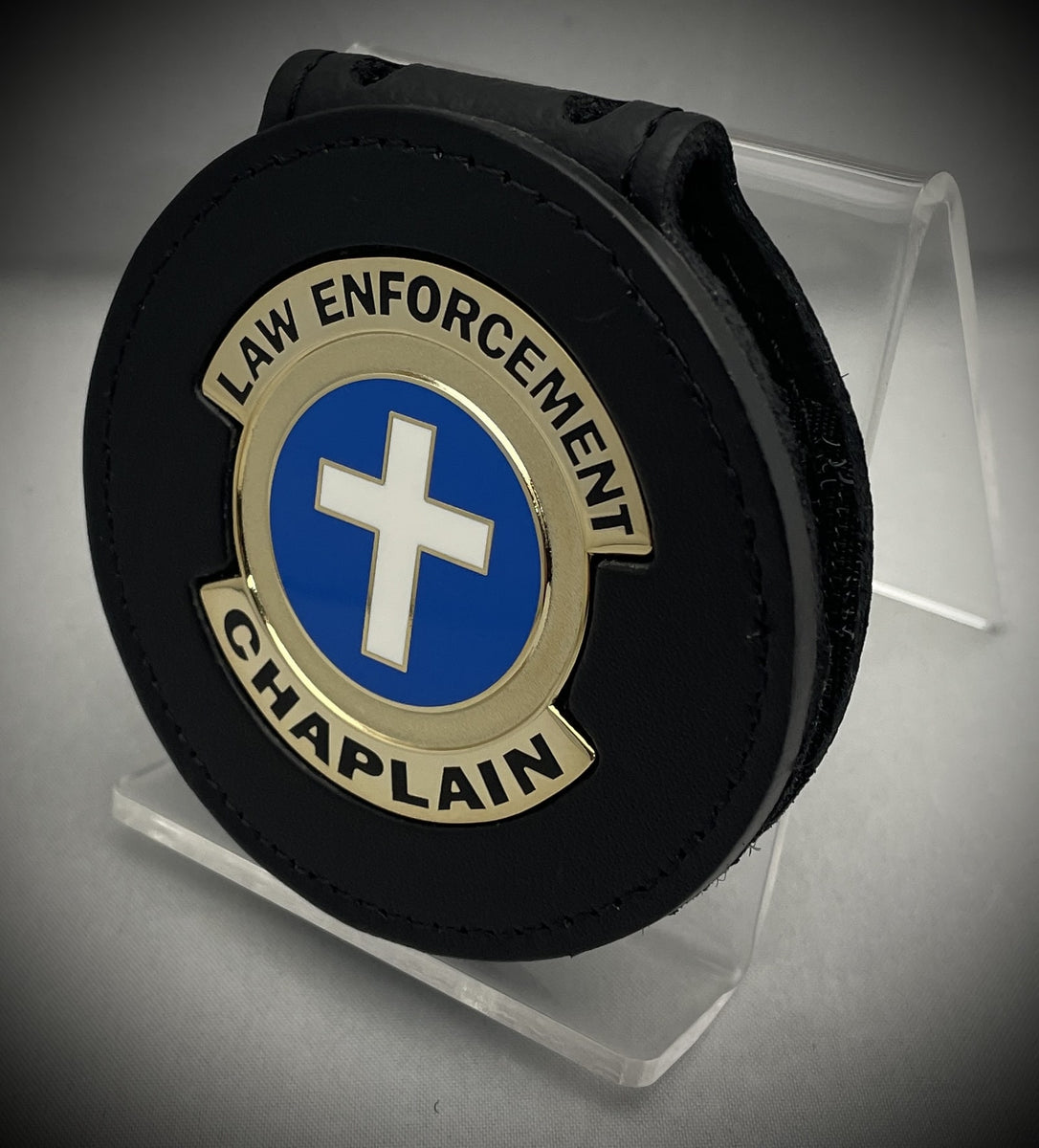 Chaplain Law Enforcement Emblem with Leather Belt Clip Holder ...