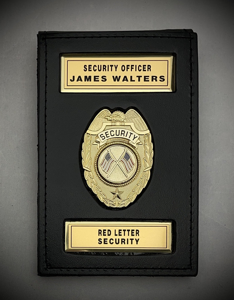 Security Badge Standard Shield with Leather Holder | Chaplain Badge