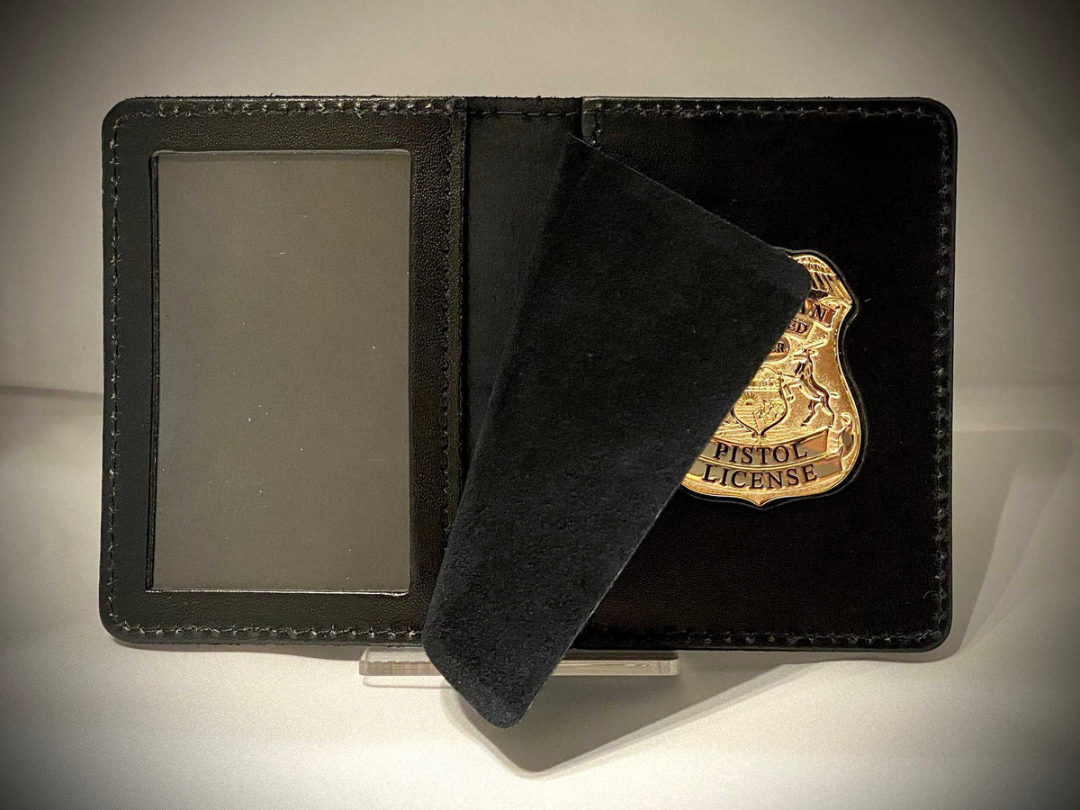 Michigan Concealed Carry Badge with leather ID holder | Chaplain Badge