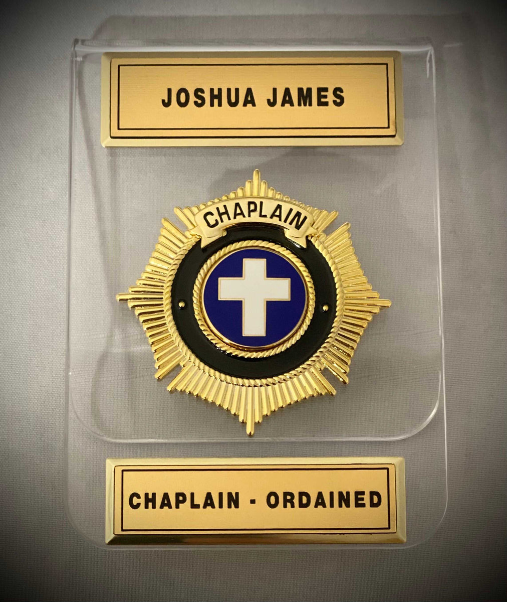 Chaplain Maltese Black Badge (Acrylic Holder) | Chaplain Badge