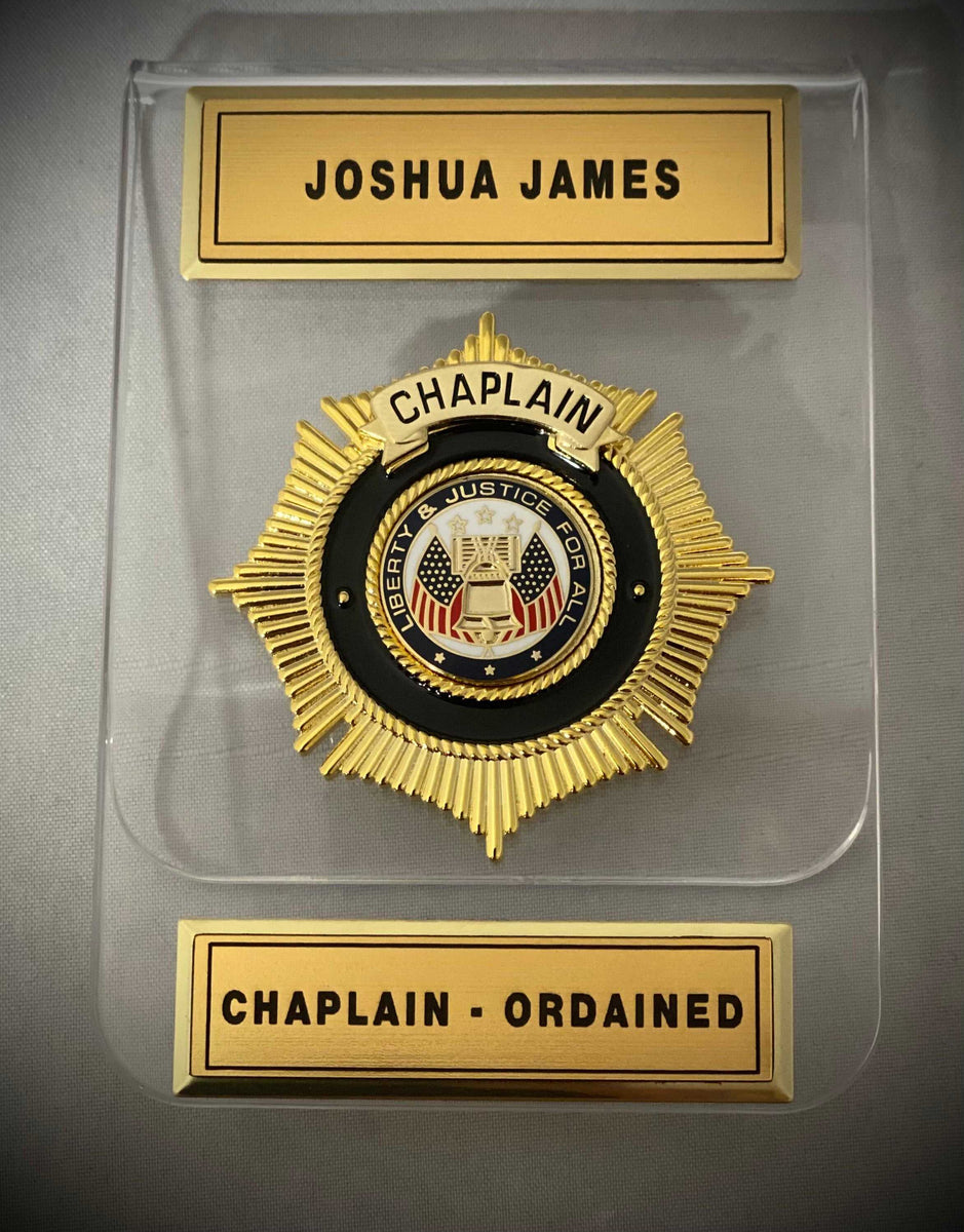 Chaplain Maltese Black Badge (Acrylic Holder) | Chaplain Badge