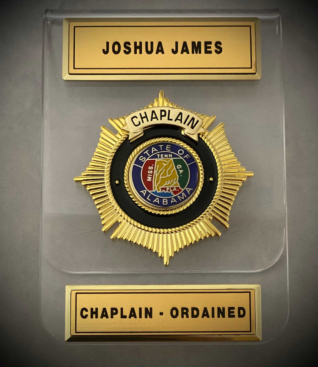 Chaplain Maltese Black Badge (Acrylic Holder) | Chaplain Badge
