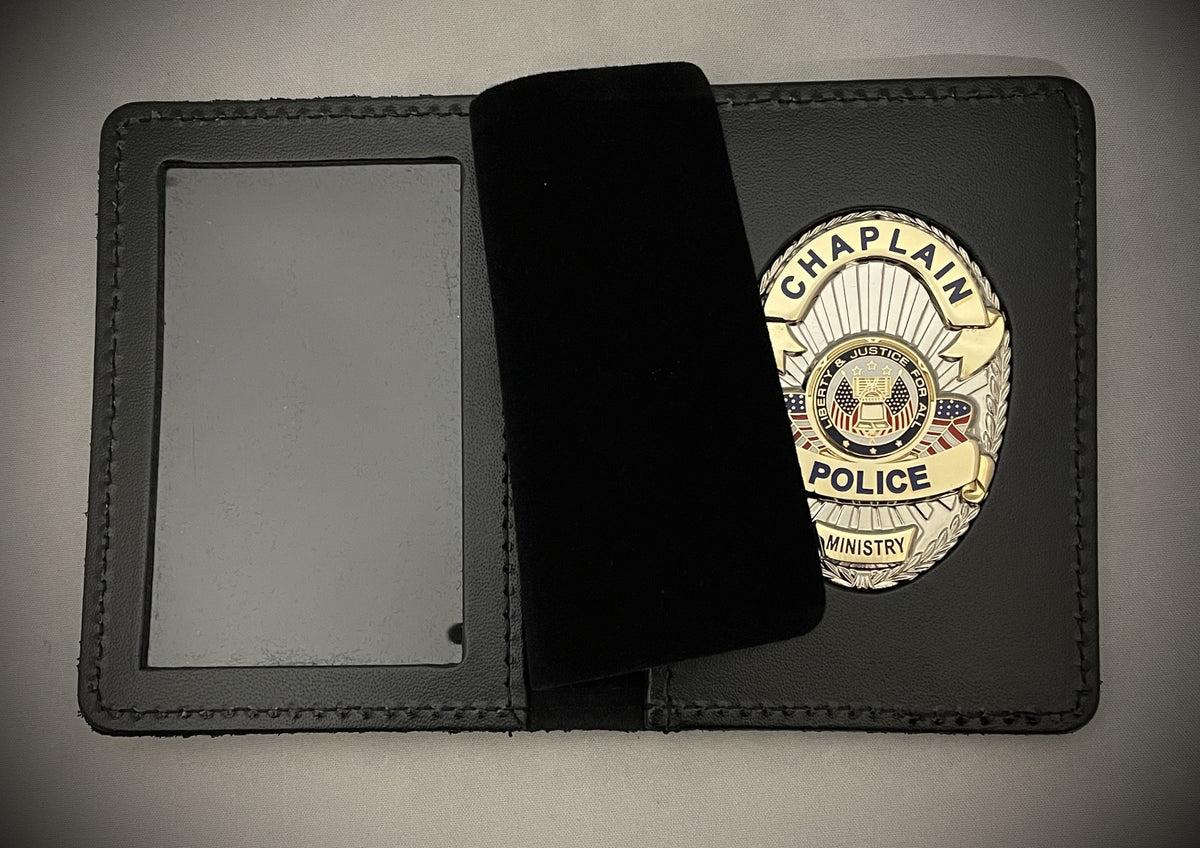 Chaplain Police Badge and leather ID holder | Chaplain Badge