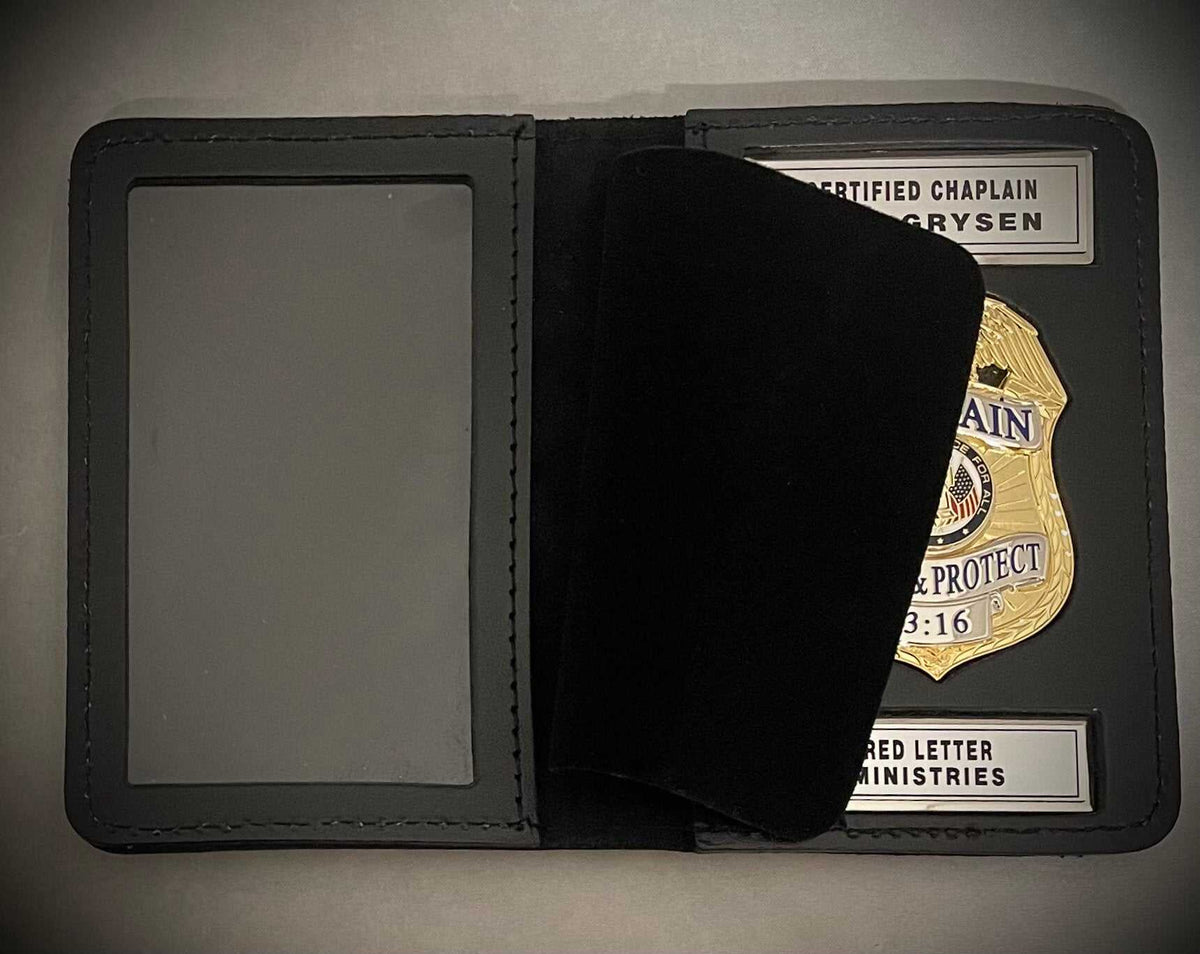 Chaplain Serve and Protect Gold Two-Tone Badge and 2 Nameplates leather ...