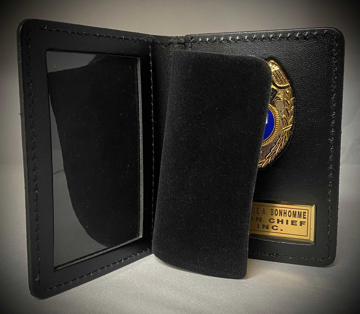 Chaplain Standard Shield Badge and Nameplate with leather ID holder ...