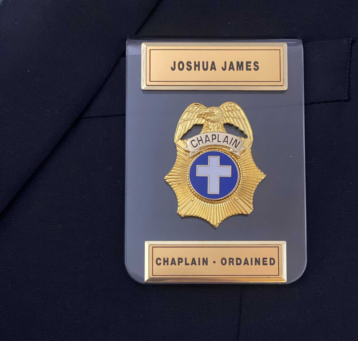 Chaplain Starburst with Eagle Badge (Acrylic Holder) | Chaplain Badge