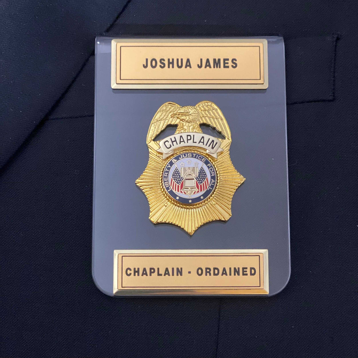 Chaplain Starburst with Eagle Badge (Acrylic Holder) | Chaplain Badge