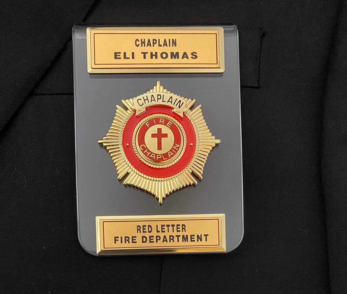 Chaplain Maltese Red Badge (Acrylic Holder) | Chaplain Badge