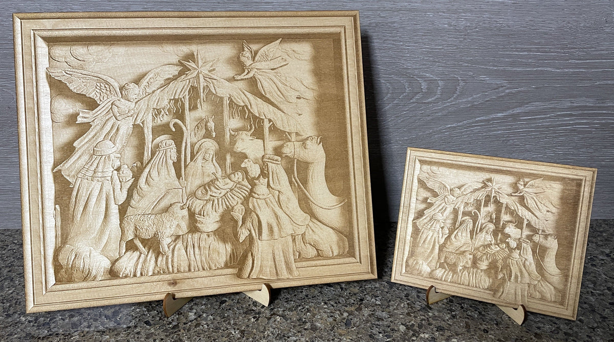 Christmas Nativity Scene Wood Engraving